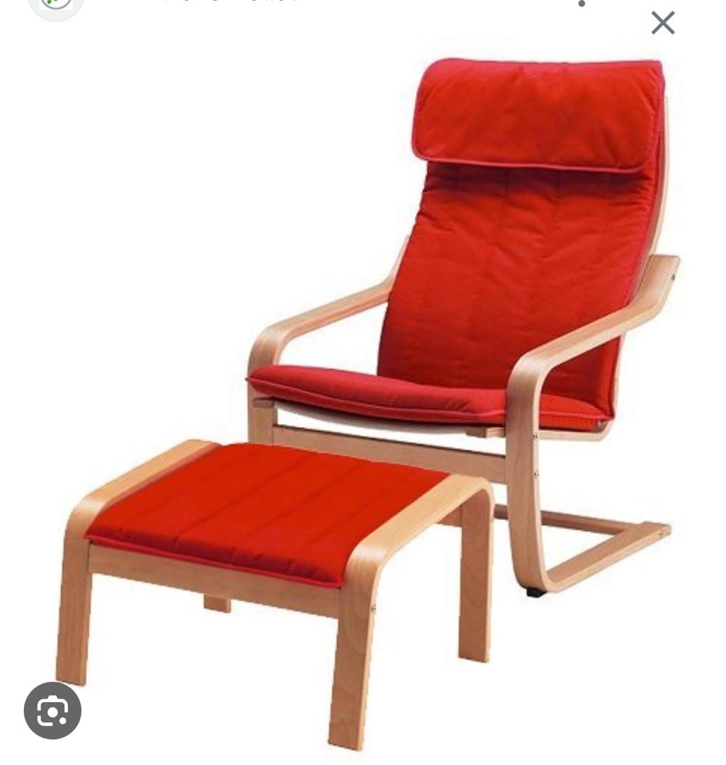 IKEA Poang Arm Chair and leg rest, Furniture & Home Living, Furniture ...