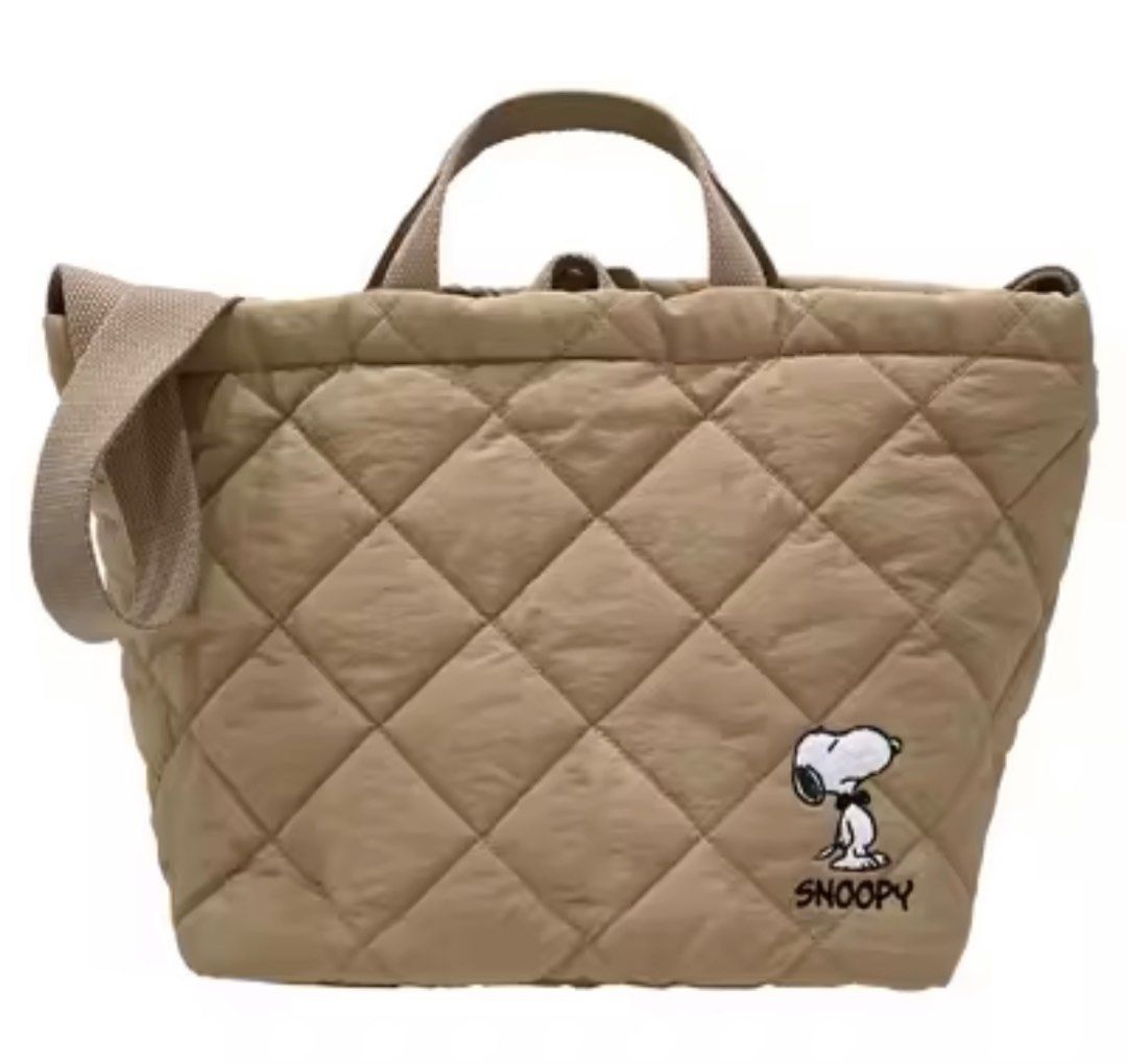 Japan ROOTOTE SNOOPY winter quilted puffer puffy 2-way large crossbody tote bag , Women's ...