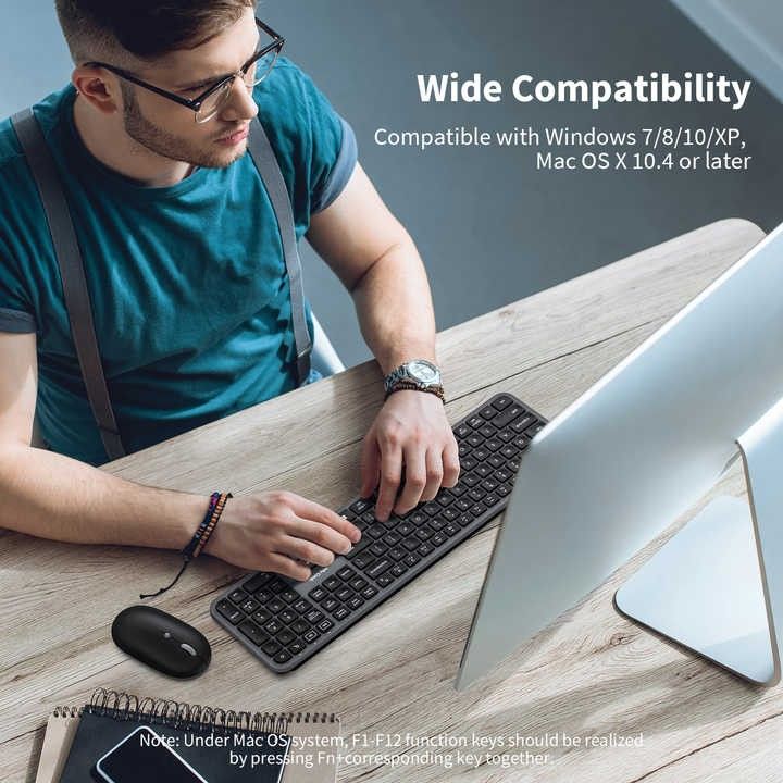 Jelly Comb 2.4G and Type-C Keyboard and Mouse Set with Numeric Keypad ...