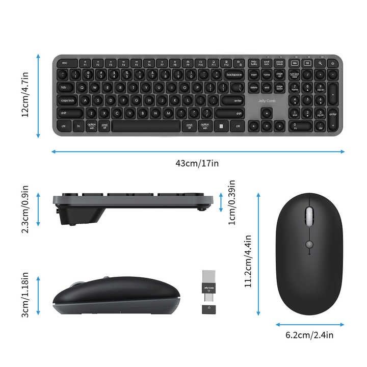 Jelly Comb 2.4G and Type-C Keyboard and Mouse Set with Numeric Keypad ...