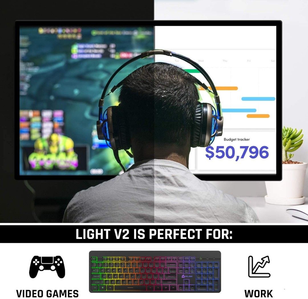 KLIM Light V2 Rechargeable Wireless Keyboard US Layout+ Slim, Durable ...