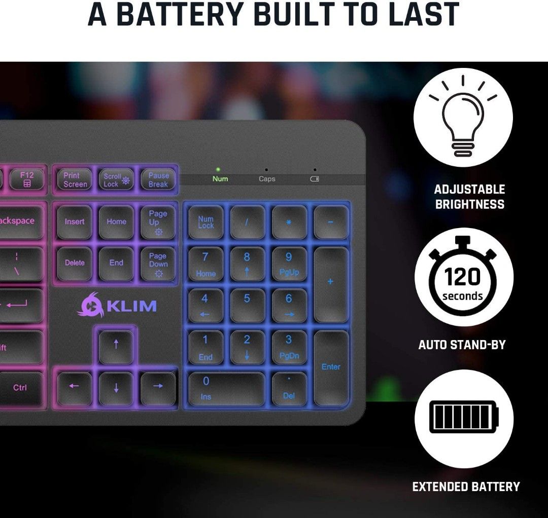 KLIM Light V2 Rechargeable Wireless Keyboard US Layout+ Slim, Durable ...