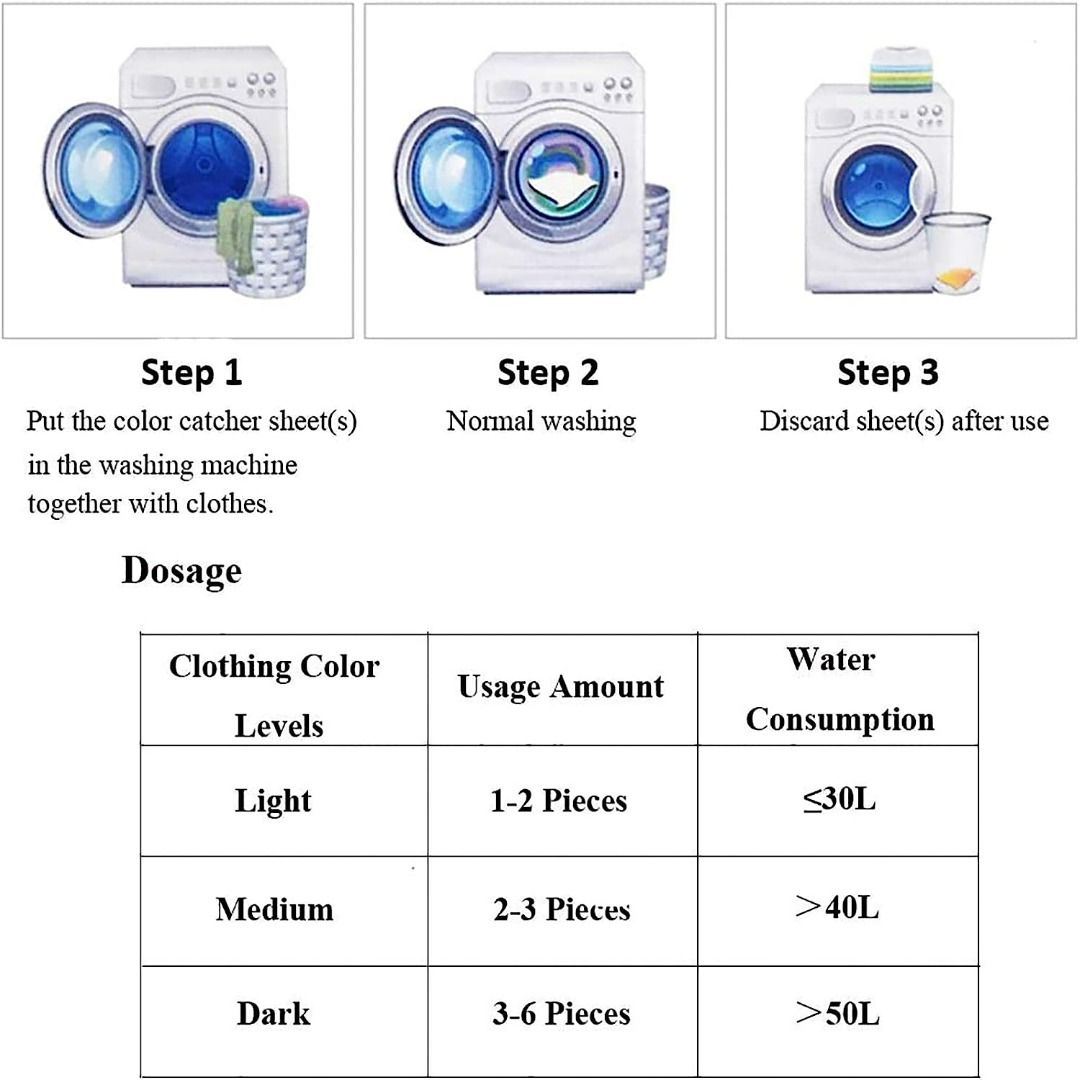 Laundry Color Catcher Absorption Sheet Anti Dye for Washing Machine ...