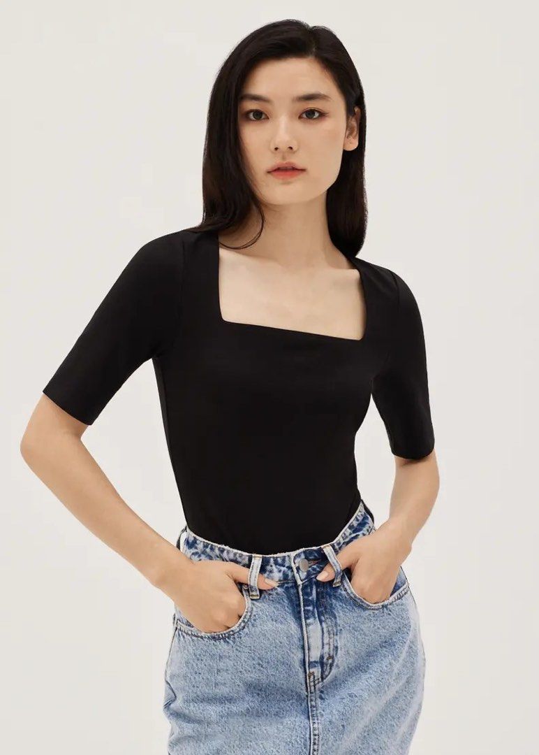 Love Bonito Nesri Square Neck Bodysuit, Women's Fashion, Tops, Blouses ...