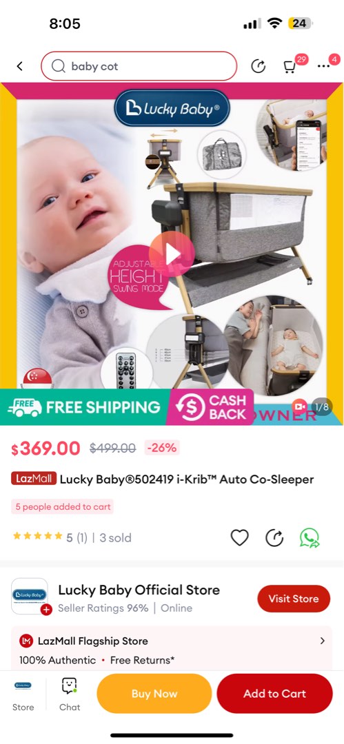 Lucky baby i krib Auto co sleeper, Babies & Kids, Baby Nursery & Kids Furniture, Cots & Cribs on ...