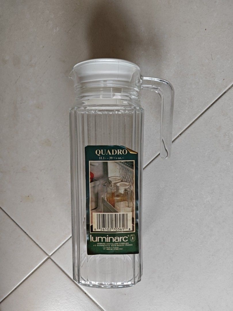Luminarc Water Pitcher 1 litre, Furniture & Home Living, Kitchenware ...