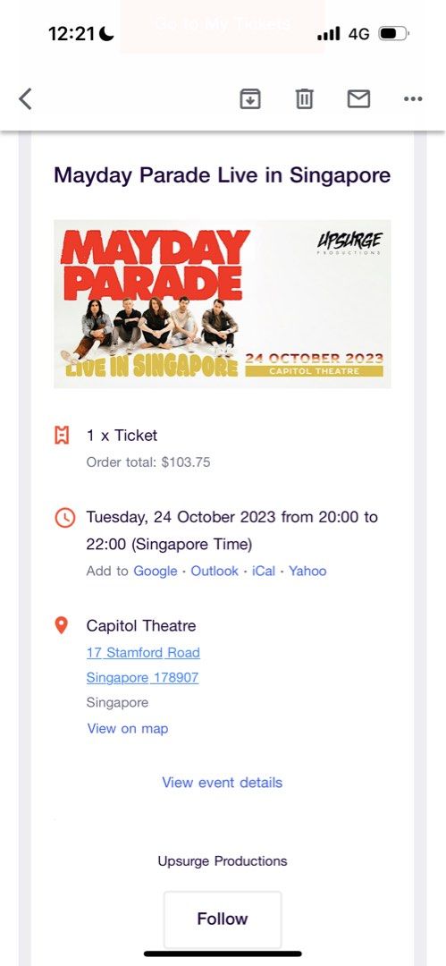 Mayday Parade 2023 1x Standard Ticket, Tickets & Vouchers, Event Tickets on Carousell
