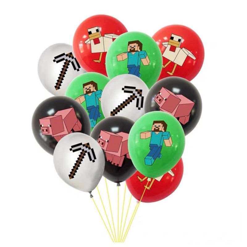 Minecraft Theme B Balloons Set Birthday Party Decoration Banner Balloon ...