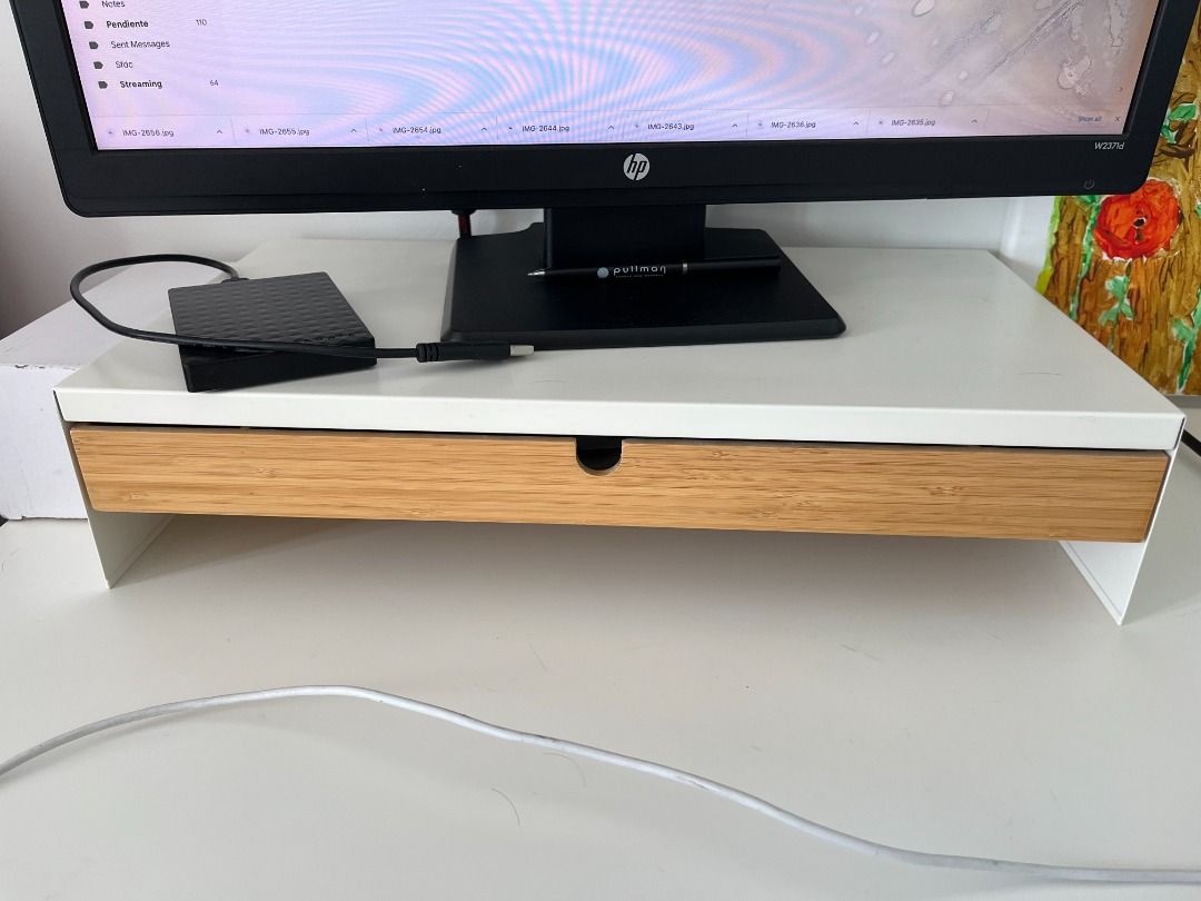 Monitor stand with organiser drawer, Furniture & Home Living, Furniture ...