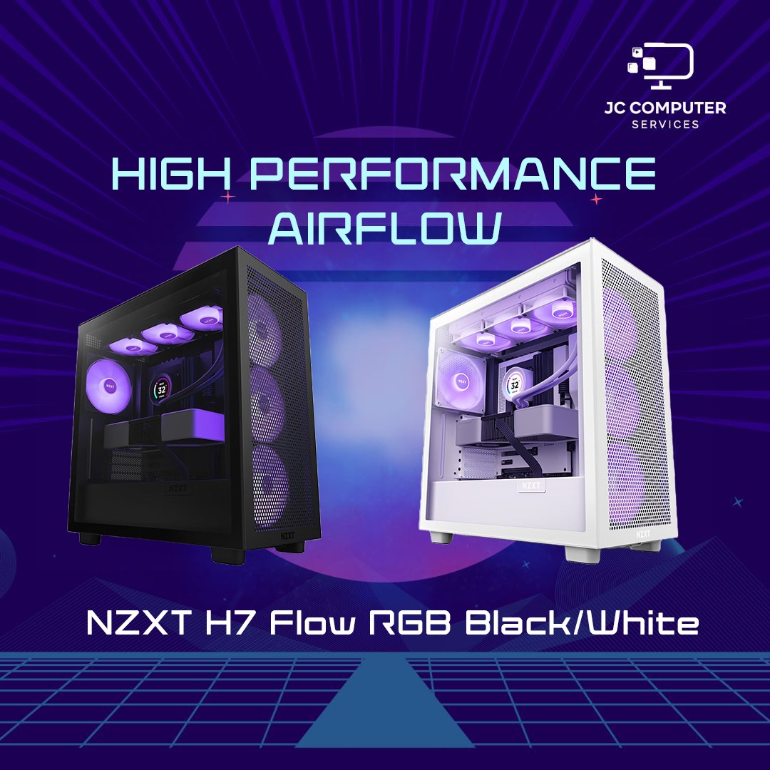 NZXT H7 Flow RGB Black White PC Computer Desktop Case Chassis ...