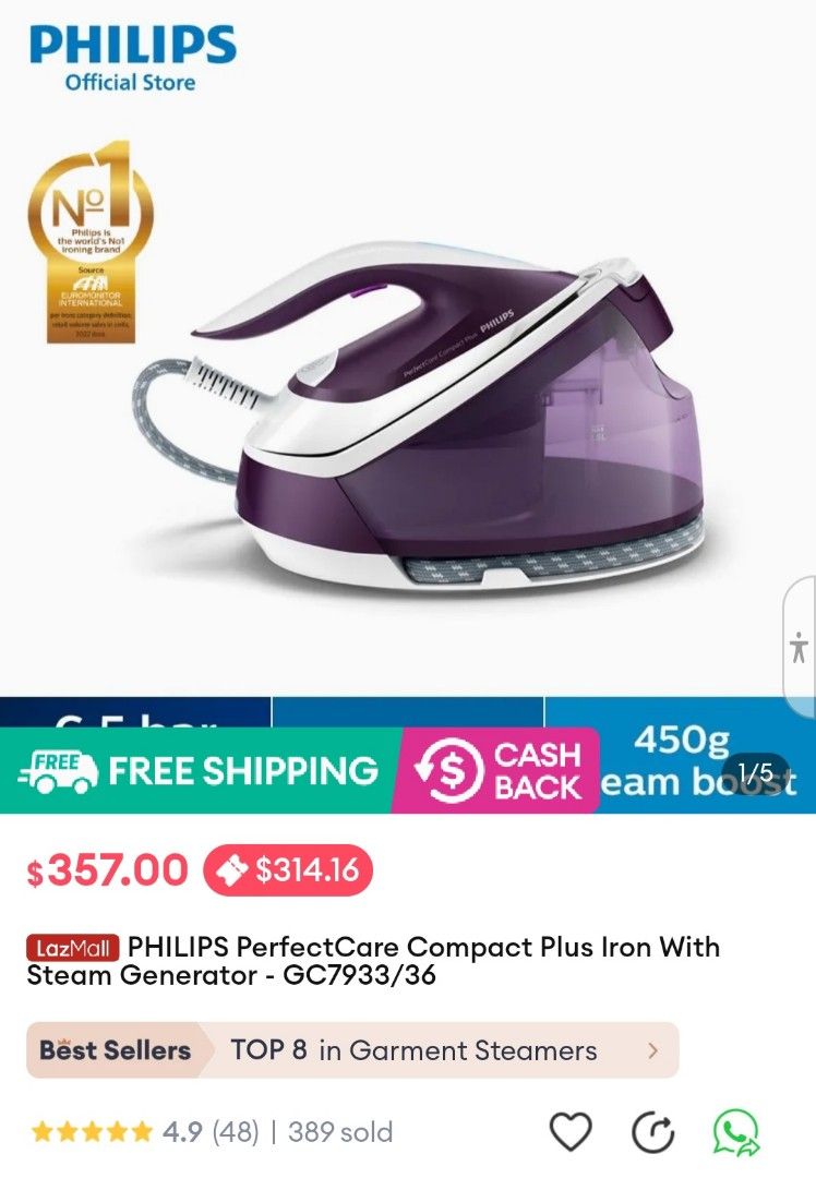Philips PerfectCare Compact Plus iron, TV & Home Appliances, Irons ...