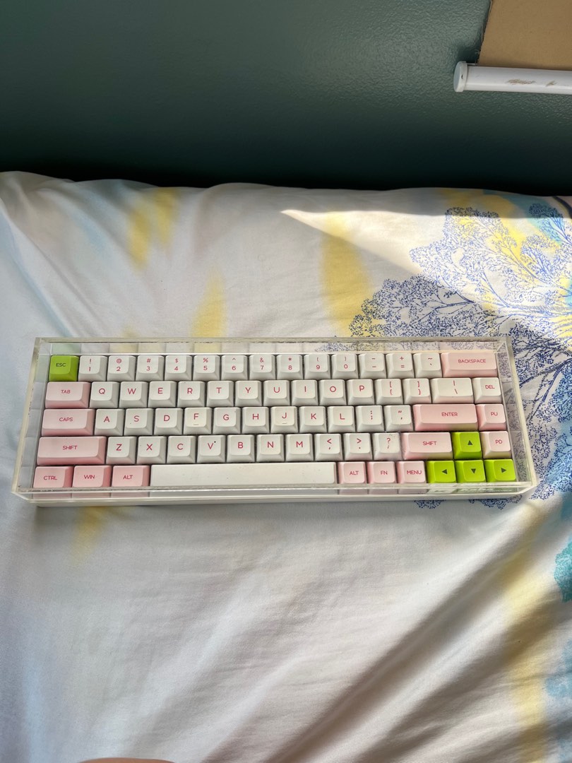 Pink and green mech keyboard on Carousell