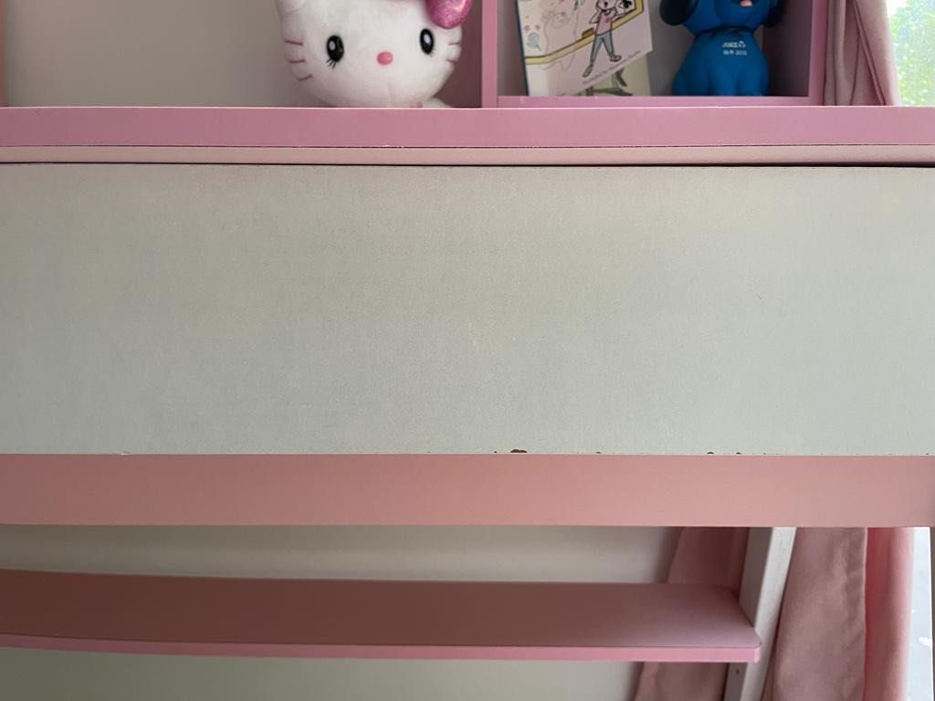 Pink Kids Study Desk with Shelves and Drawers, Furniture & Home Living ...