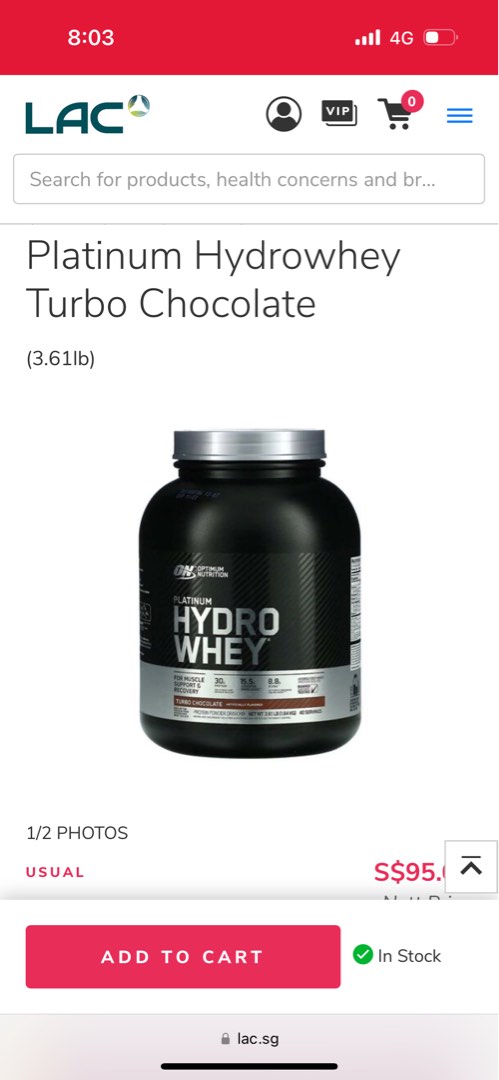 Platinum Hydrowhey Turbo Chocolate Protein Powder , Health & Nutrition ...
