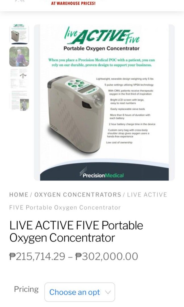 Precision Medical Active Five-Portable Oxygen Concentrator, Health ...