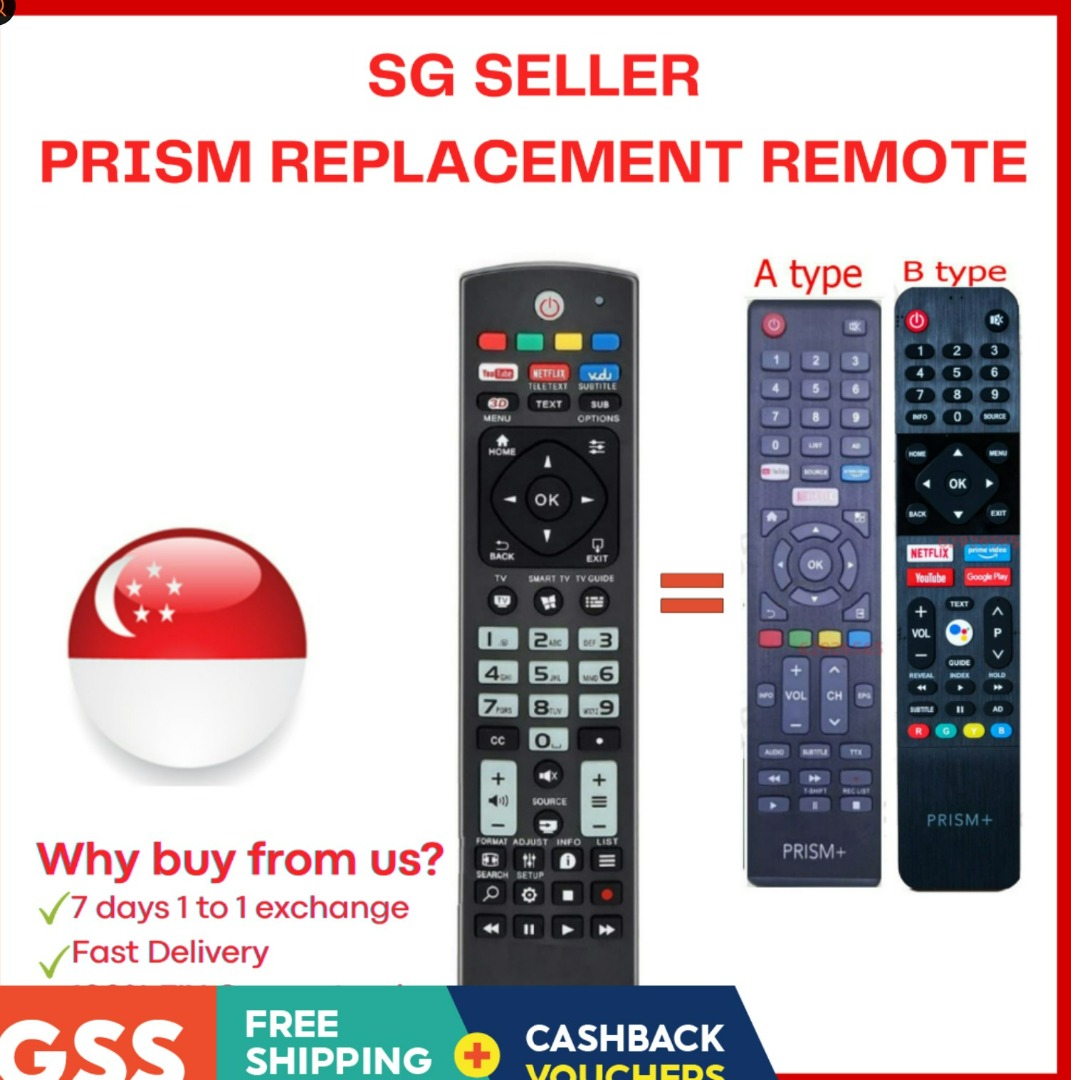 Prism Remote Replacement Old Type (Non Q Series), TV & Home Appliances ...