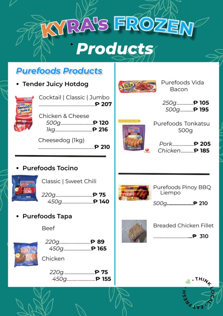 PUREFOODS and MJB FROZEN FOOD PRODUCTS, Food & Drinks, Chilled & Frozen ...