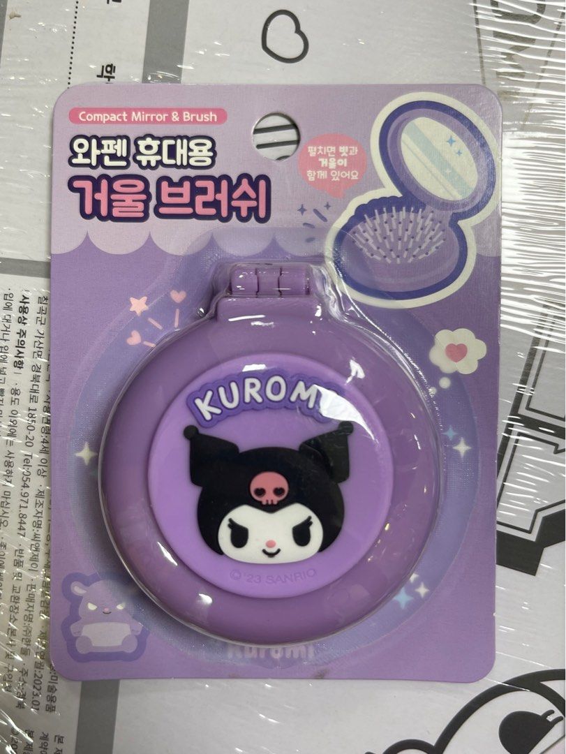 Sanrio kuromi cinamoroll compact mirror & brush, Beauty & Personal Care ...