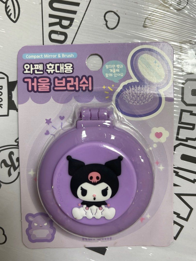 Sanrio kuromi cinamoroll compact mirror & brush, Beauty & Personal Care ...