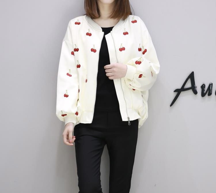 Satin sweet cherry bomber jacket, Women's Fashion, Coats, Jackets and ...