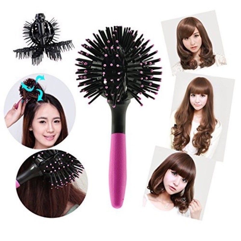 Sisir bulat 3D ball Bomb curl brush sikat rambut sisir gulung ...