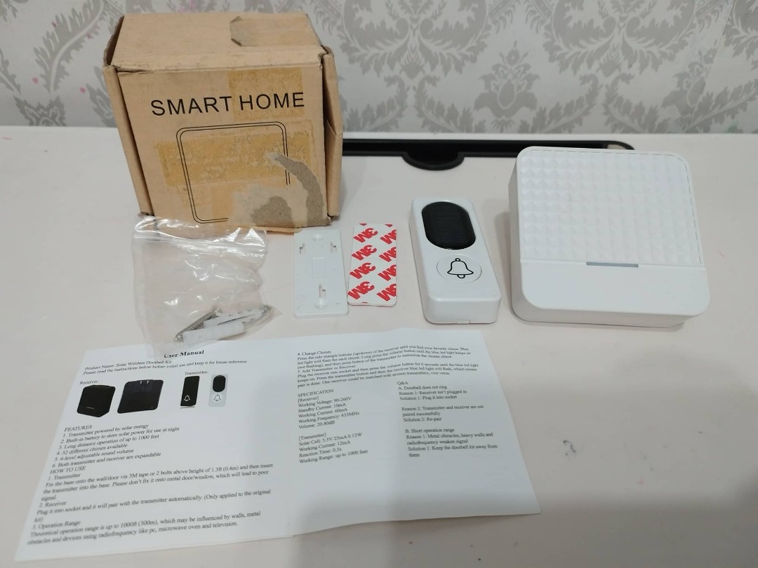 Solar Powered Smart Wireless Doorbell, Furniture & Home Living ...