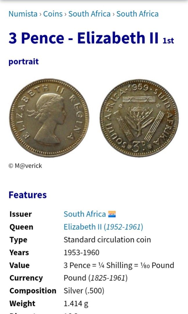 South Africa 3 pence silver 1956 on Carousell