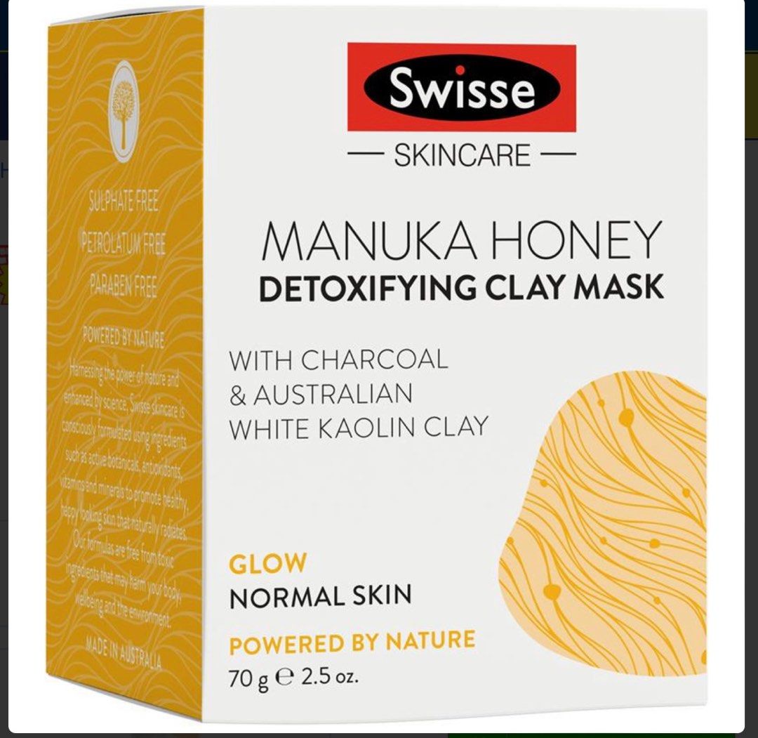 Swisse Skincare Manuka Honey Detoxifying Facial Clay Mask 70g, Beauty ...