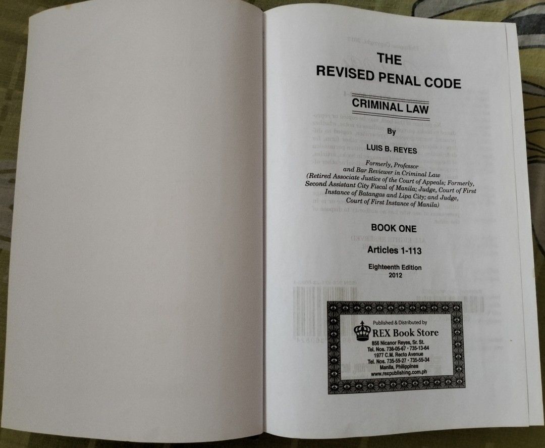 The Revised Penal Code Criminal Law Hobbies And Toys Books And Magazines