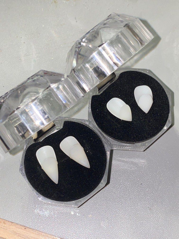 Two Sets of Fake Fangs Teeth 17mm and 13mm, Hobbies & Toys, Stationery ...