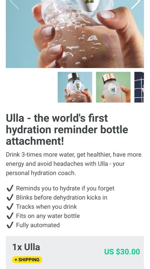 Ulla Smart Hydration Reminder Bottle Attachment, Furniture & Home ...