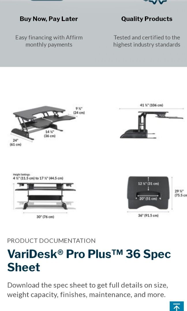 Varidesk ProPlus 36 Adjustable Standing Desk., Furniture & Home Living ...