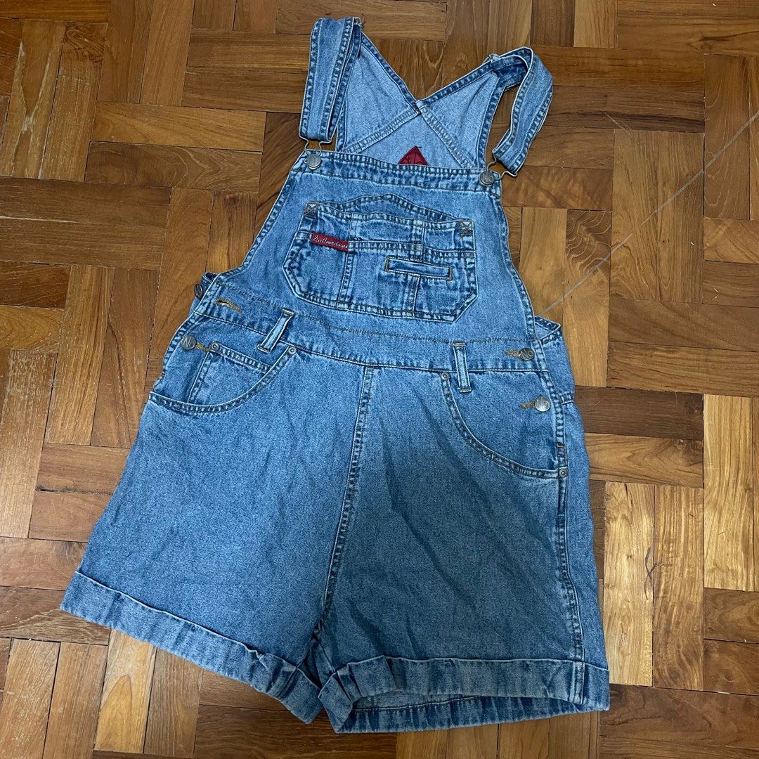 vintage shorts dungaree, Women's Fashion, Dresses & Sets, Jumpsuits on ...