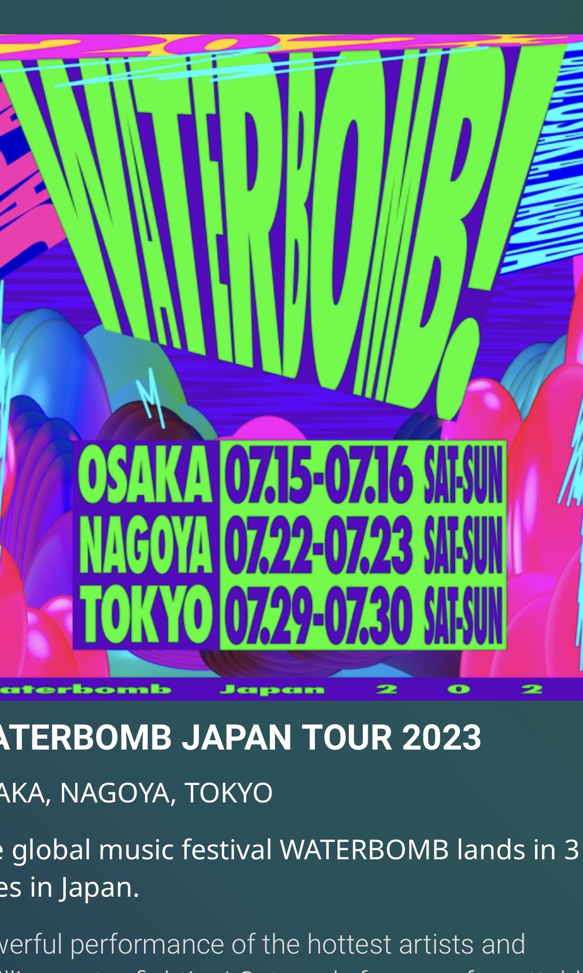 WATERBOMB JAPAN NAGOYA 22/6 TIX X2, Tickets & Vouchers, Event Tickets ...