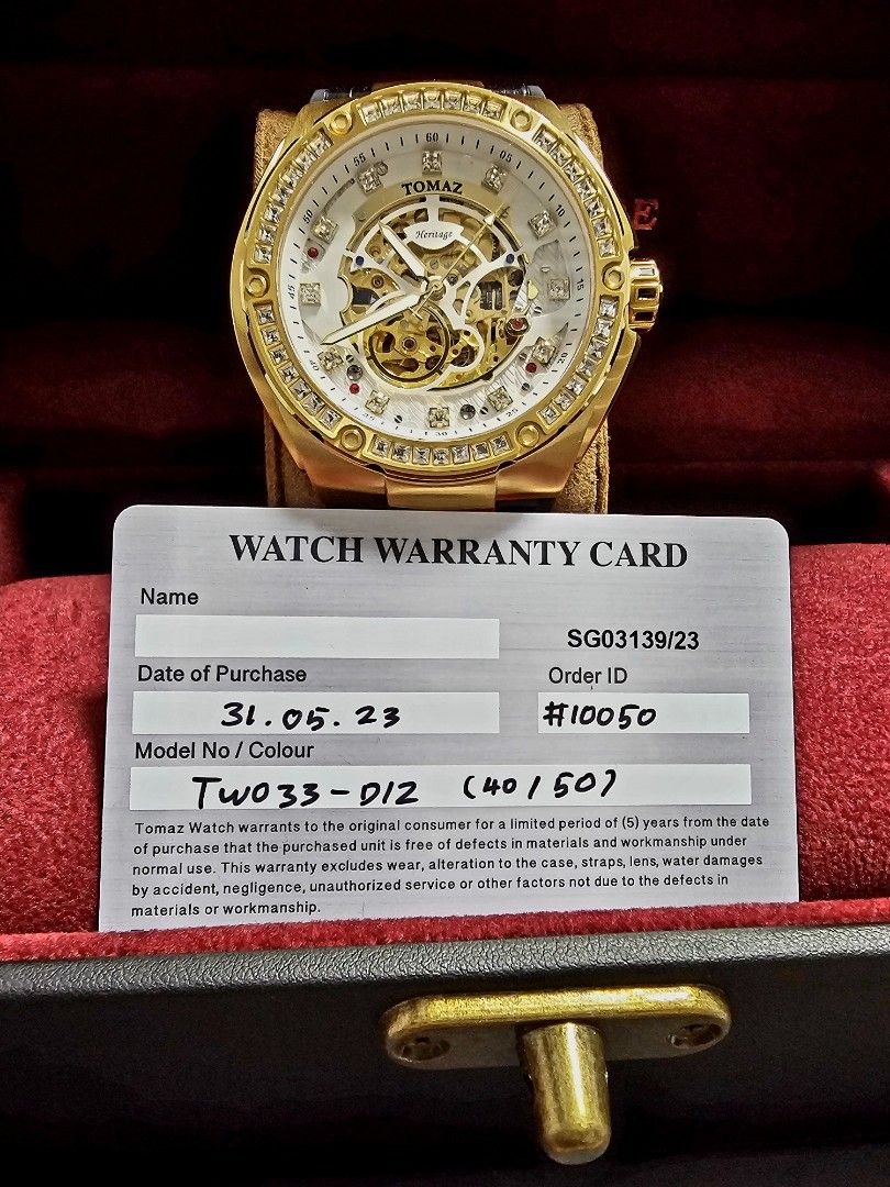 TOMAZ Xavier XL TW033-D12 (Gold/White) with White Swarovski (Black Leather Strap), Luxury ...