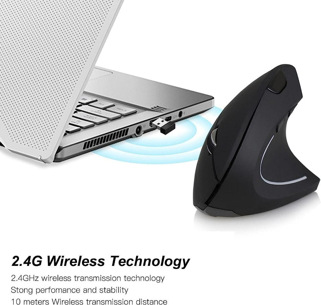 2256) ERGONOMIC MOUSE, WIRELESS MOUSE 2.4GHZ OPTICAL VERTICAL WIRELESS ...