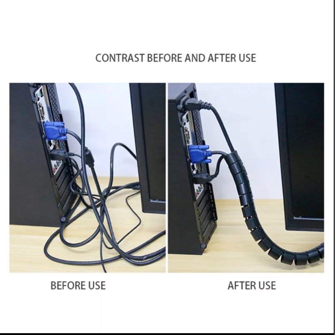 28MM Flexible Spiral Cable Organizer Storage Pipe Cord Protector ...
