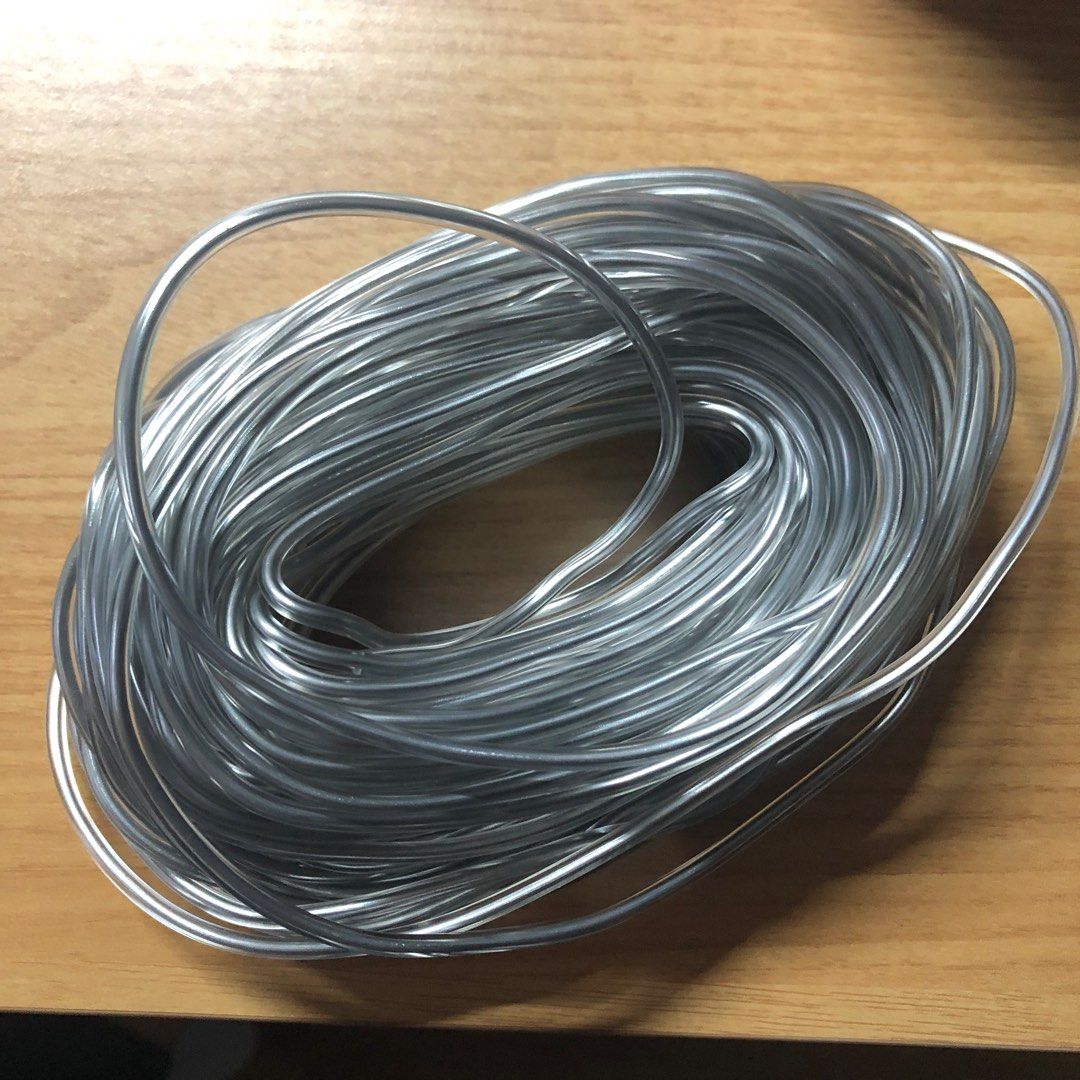 30m 3mm Aluminium Craft Wire Transparent PVC Plastic Casing Bendable ...