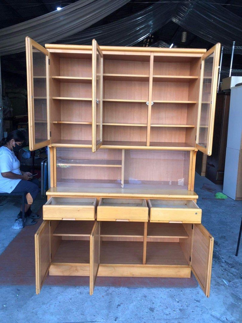 3-door platera / kitchen display cabinet 48L x 18W x 74H inches Solid ...