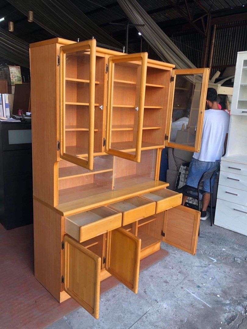 3-door platera / kitchen display cabinet 48L x 18W x 74H inches Solid ...