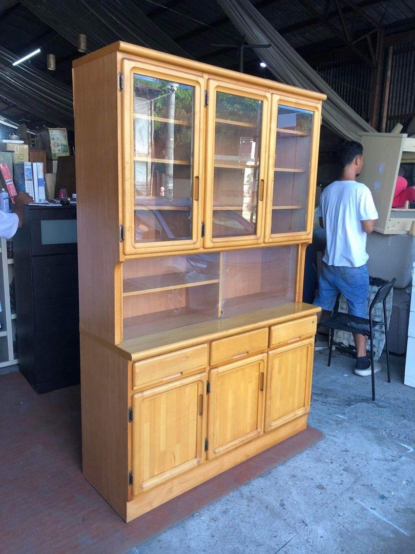 3-door platera / kitchen display cabinet 48L x 18W x 74H inches Solid ...
