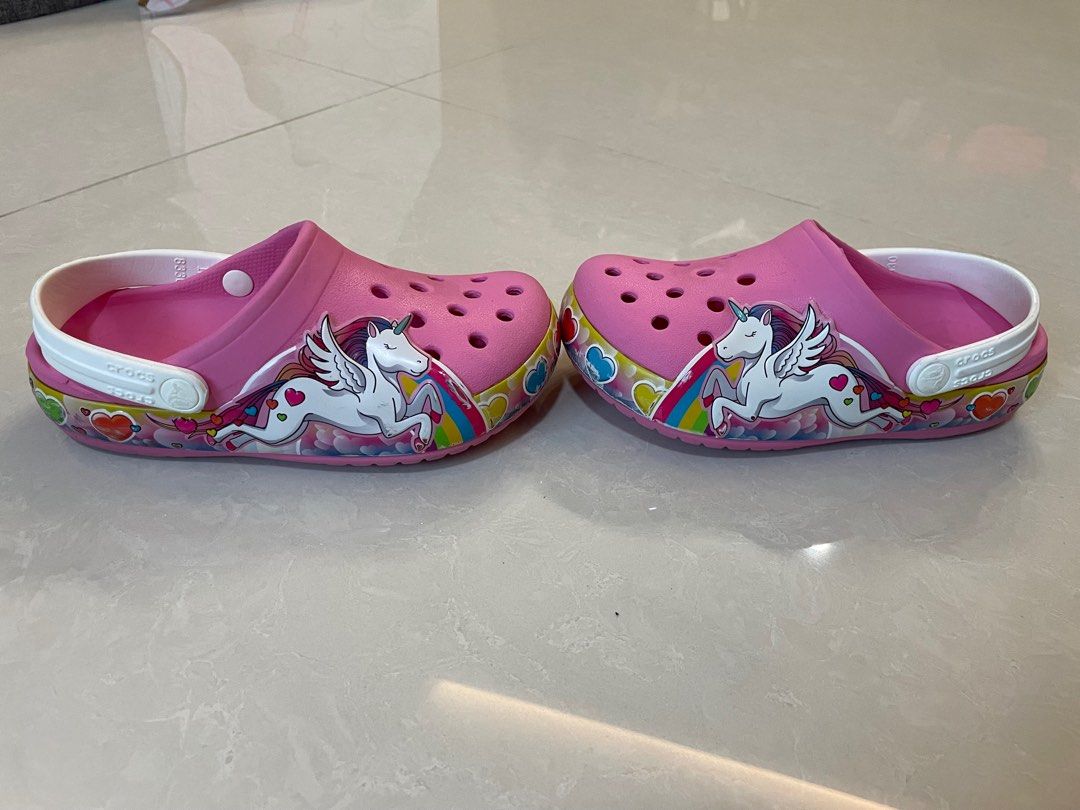 [Authentic] Crocs Unicorn with lights, Babies & Kids, Babies & Kids ...