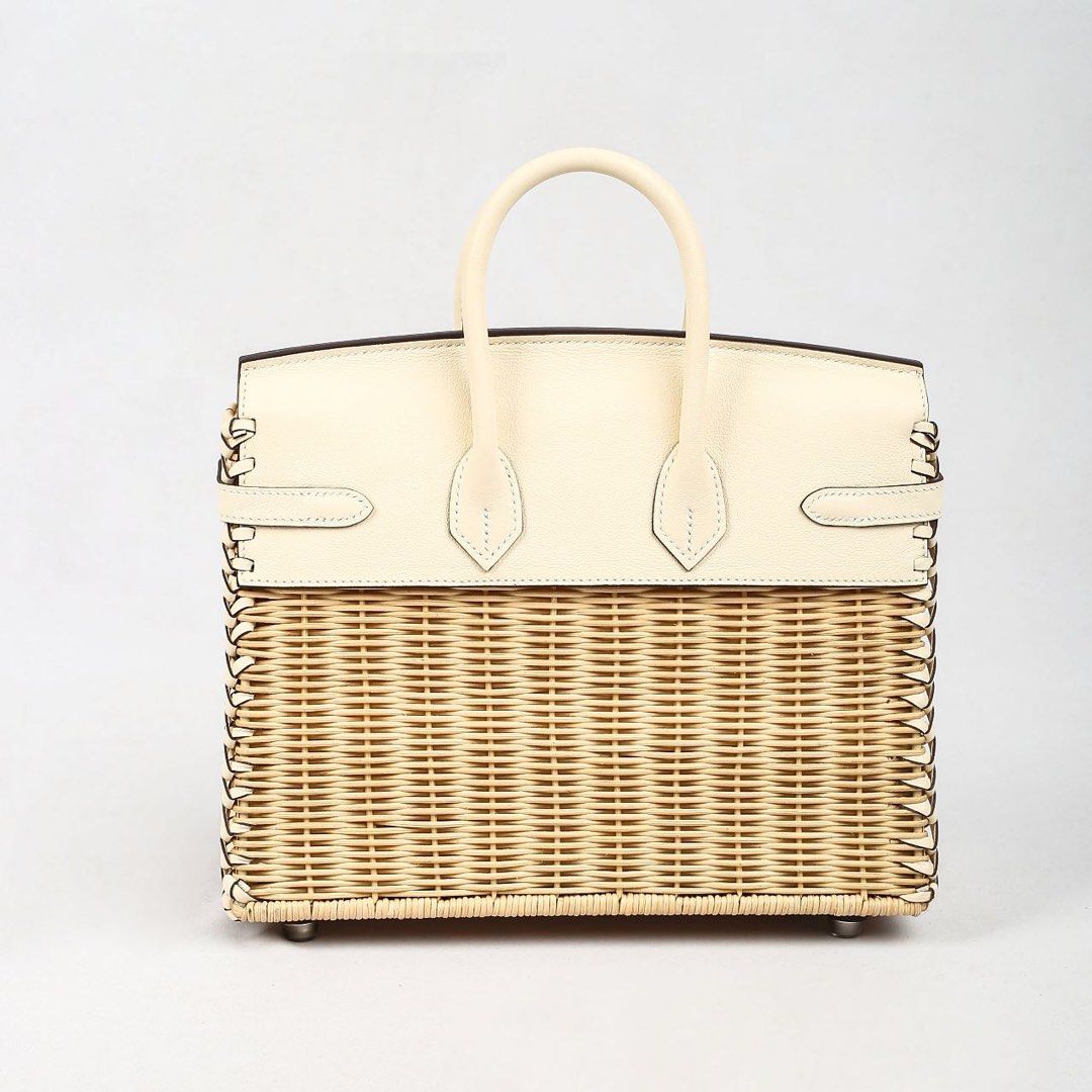 HERMES BIRKIN 25 NEW RATTAN SWIFT -PALLADIUM HARDWARE, Fesyen Wanita ...