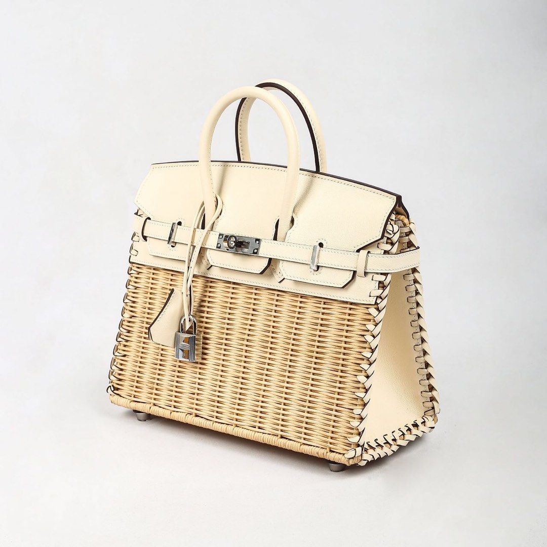HERMES BIRKIN 25 NEW RATTAN SWIFT -PALLADIUM HARDWARE, Fesyen Wanita ...