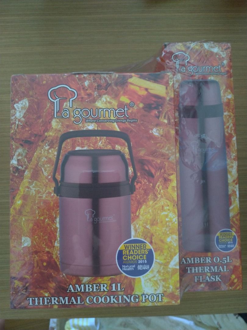 BNIP La Gourmet Amber 1L thermal cooking pot + 0.5L thermal flask ...