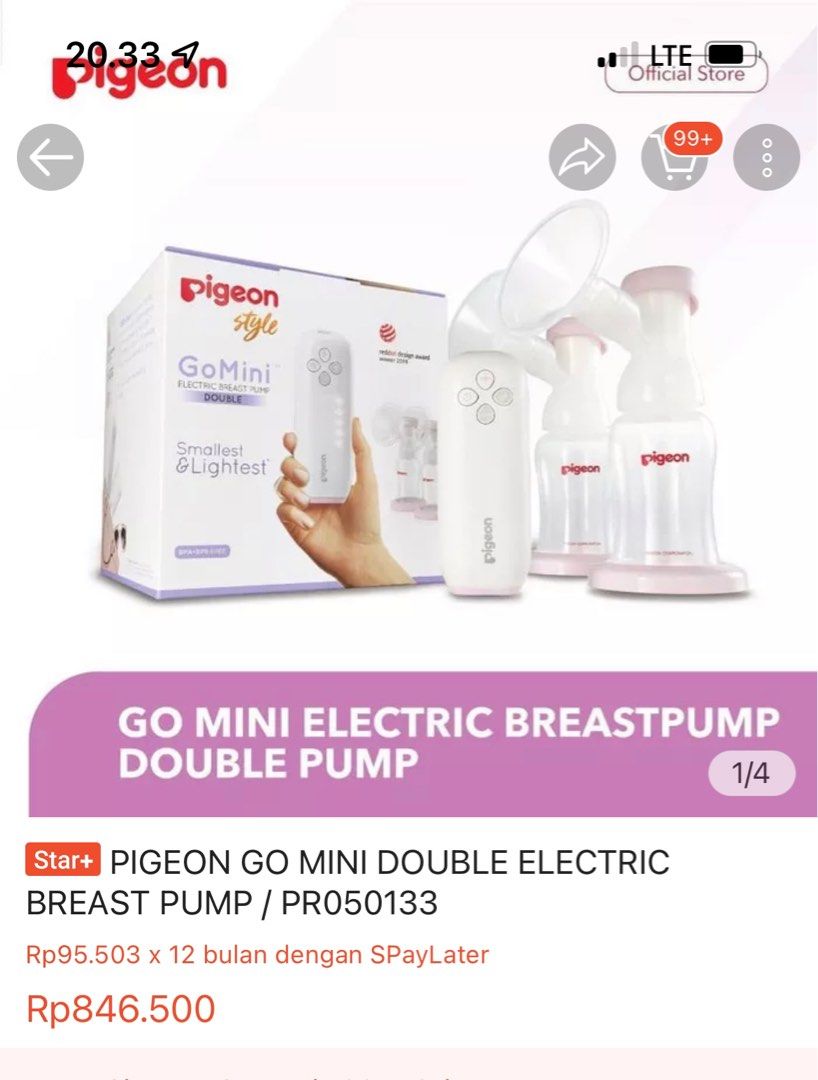 Breast pump pigeon go mini double, Bayi & Anak, Perawatan & Makanan ...