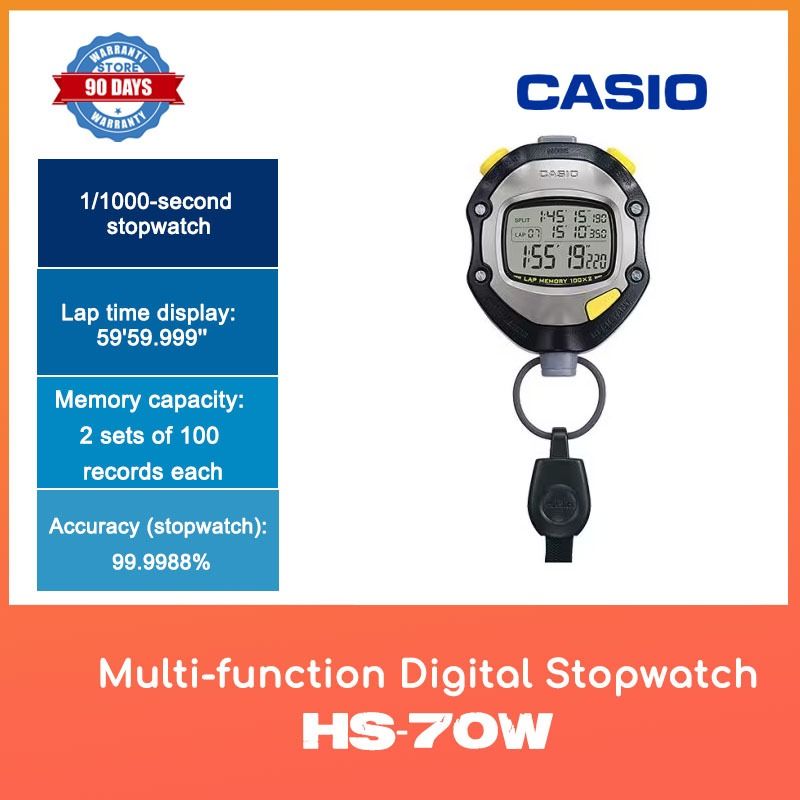 Casio HS-70W Black Multi-function Digital Stopwatch WITH 3 MONTHS SHOP WARRANTY, Luxury, Watches ...