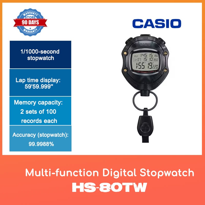 Casio HS-80TW Multi-function Digital LED light Beeper sound alarm Stopwatch WITH 3 MONTHS SHOP ...