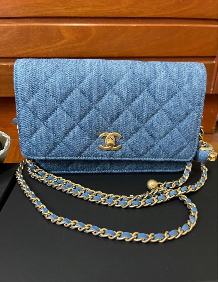 Chanel Denim wallet on chain 22C, Luxury, Bags & Wallets on Carousell