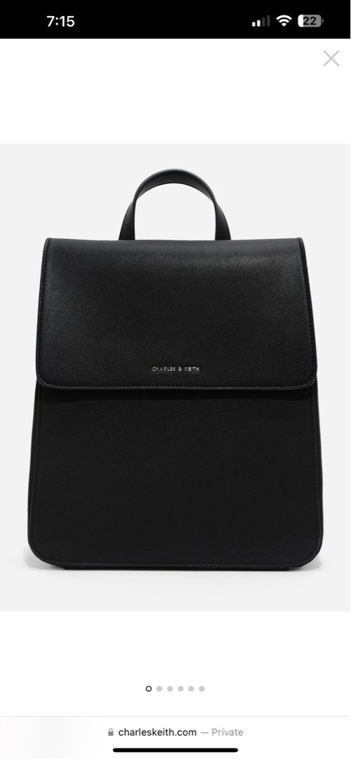 Charles & Keith Front Flap Structured Backpack - Black, Women's Fashion ...
